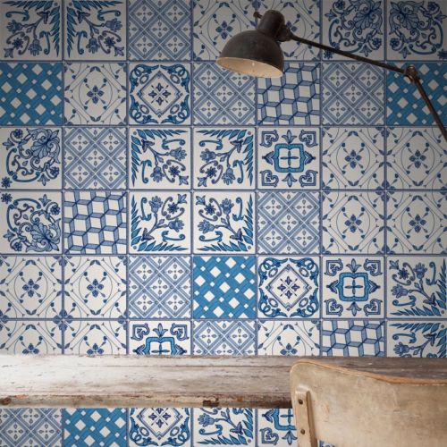 Positano Tiles - Cielo - Robin Sprong Wallpapers